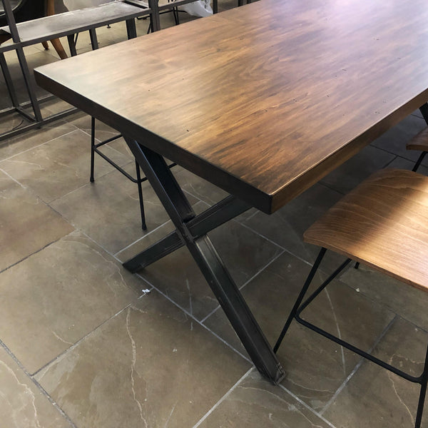 Espresso Maple Table & X Metal Legs | yjinteriors